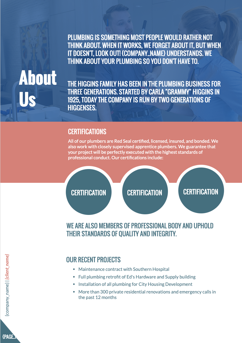 Plumbing Proposal Template | Proposify